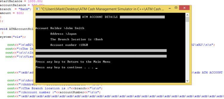 ATM Cash Management Simulator in C++ Free Source Code | SourceCodester